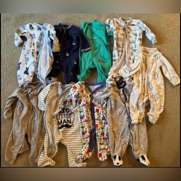 Carter's | One Pieces | 3m Baby Button Footed Sleepers Bundle Of 9 | Poshmark